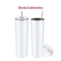 China Hot sales 20oz Double Wall Stainless Steel Sublimation Blanks Coffee And Wine Straight Skinny Tumbler Cups With Straw for sale