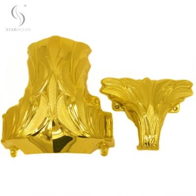 China Dark Gold Plastic Coffin Corners 1# DG with Flower Design - 4-Piece Set with 80