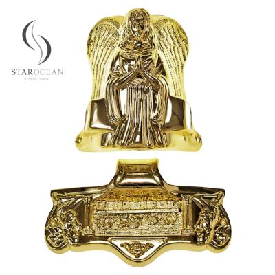 China Angel Shape Coffin Corner 19# with Last Supper Lug Design - Gold Plated Set with 2.02m Steel Bars for sale