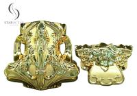 China Light Gold Coffin Corners Set 17# LG with Steel Bars Durable Coffin Accessories 4 Corners 8 Lugs for sale