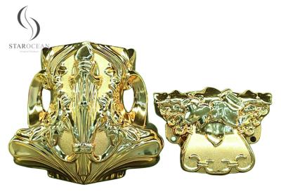China Light Gold Coffin Corners Set 17# LG with Steel Bars Durable Coffin Accessories 4 Corners 8 Lugs for sale