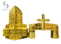China Gold PP Recycled Material Cross-Shaped Coffin Corners 15#G with Steel Bars for sale
