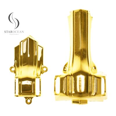 China Gold Plastic Die-Cast Coffin Corner Set 10#G with Metalized Coating for 4 Corners 8 Lugs for sale