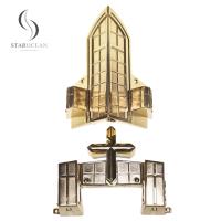 China Metal Light Gold Coffin Corner 15# LG Funeral Interment Ornamentation Set with 0.66m and 2.02m Metal Pipes for sale