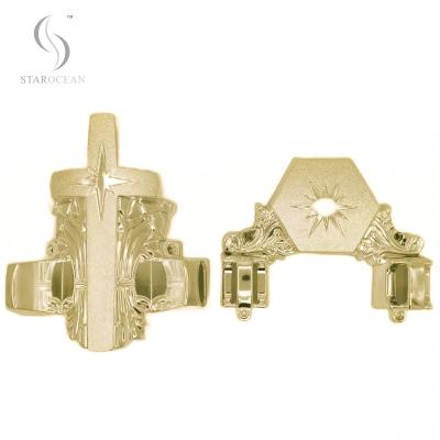 China 18K Light Gold ABS Plastic Coffin Corner Set 12#LG Funeral Hardware with Metal Pipes for sale