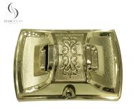 China Light Gold PP Coffin Handles and Decorative Corners Set 8 Inch with Steel Bar for sale