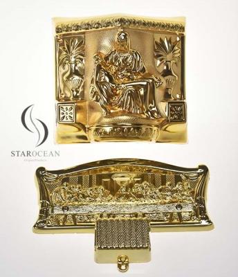 China Last Supper Design Coffin Corner 9# with 24K Gold Metal Finish - 4pc Set with 80