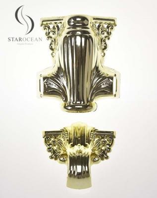 China 24# Gold Electronic Electroplated Plastic Coffin Corner Decorative Handle Set with 0.66m & 2.02m Steel Bars for sale