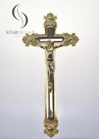 China 45×21 cm Gold Plastic Crucifix Coffin Accessories - ABS Recycled Material with OEM/ODM Service for sale