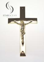 China Golden PP Recycled Material Catholic Funeral Cross 25x14.5cm Eco-Friendly Coffin Accessory PF-02 for sale