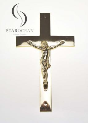 China Golden PP Recycled Material Catholic Funeral Cross 25x14.5cm Eco-Friendly Coffin Accessory PF-02 for sale