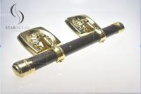 China Gold Casket Swing Bar Set Model G - 38cm & 174cm Steel Bars with Zamak Lugs for Wooden Coffins for sale