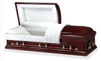 China Solid Alder Wooden Casket with High Gloss Sangria Finish - 64pc MOQ, 30-Day Delivery, SGS Certified for sale