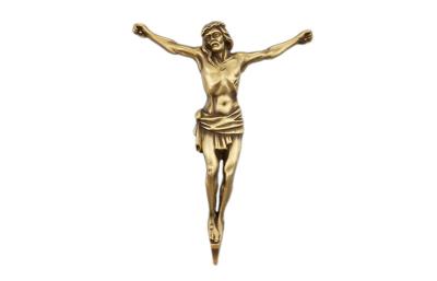 China Brass Tombstone Decoration TD021 with Christ Crucifix Design - 290x220mm Dimensions, Bronze Finish for sale