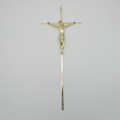 China Gold Electroplated Christian Cross Coffin Decoration 45×18cm - Zamak Material with Custom Plating Options ZJ-02 for sale