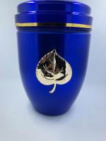 China Custom Aluminum Funeral Urn 158mm x 200mm with Zinc Alloy Decoration - Blue Finish for sale