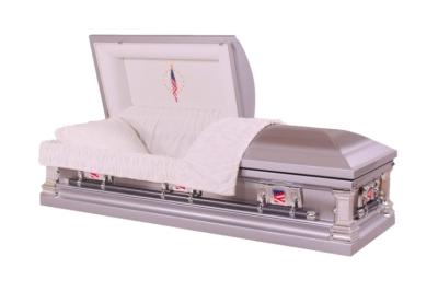 China MC07 18-Gauge Stainless Steel Casket with White Velvet Interior - 83