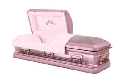 China MC10 Pink Velvet Metal Coffin Urn - 18 Gauge Steel, 83