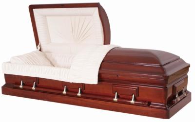 China SWC09 Solid Mahogany Wooden Casket 82.5x28x23.5 Inches with Velvet Interior - SGS Certified for sale