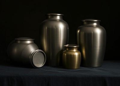 China Custom Aluminum Funeral Urn with Zinc Alloy Decoration - 158mm Diameter, 200mm Length for Ash Containment for sale
