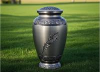 China Custom Aluminum Funeral Urn 158mm x 200mm with Zinc Alloy Decoration - Blue Finish for sale