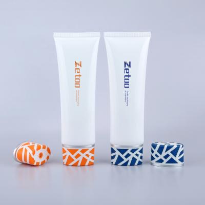 China 40mm Oval Cleanser Tube with Two-Color Nest Design Center-Dispensing Cap for 100-150ml Beauty Products for sale