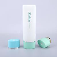 China Custom PE Oval Cosmetic Bottle 120ml with Two-Color Matt Center Dispensing Cap 40mm for sale