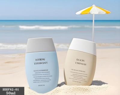 China Customized 50ml PE Plastic Sunscreen Bottle with PP Pump for Cosmetic Lotion for sale