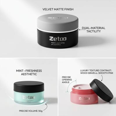China 50ml PP Two Color Cosmetic Jar Custom Logo Cream Container With Matt Cap Luxury Beauty Packaging Empty Jar for sale