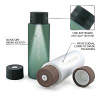 China 200ml Laser Engraved PET Skincare Bottle 45mm Matt Center Cap Premium Logo For Serum Lines Custom OEM for sale