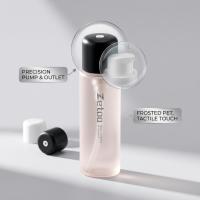 China PET 100ml Facial Serum Bottle Boston Round Center Dispensing Cap Frosted Custom Cosmetic Packaging SR-100 for sale