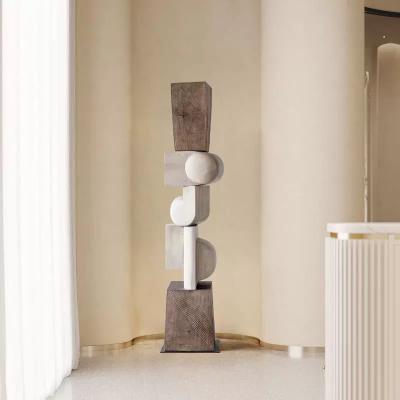 China Geometric Wood Floor Sculpture Showroom 160cm Abstract Sculpture Home Decor for sale