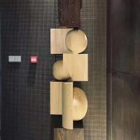 China Geometric Wood Floor Sculpture Showroom 160cm Abstract Sculpture Home Decor for sale