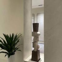 China Geometric Wood Floor Sculpture Showroom 160cm Abstract Sculpture Home Decor for sale