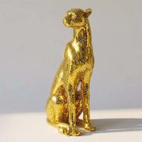 China Handcrafted Gold Leopard Statue Mosaic Artistryfor Decorative Commercial Spaces for sale