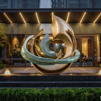 China Large Abstract Garden Sculptures Stainless Steel 304 316  Mirror Polished Outdoor Art for sale