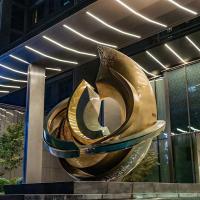 China Large Abstract Garden Sculptures Stainless Steel 304 316  Mirror Polished Outdoor Art for sale