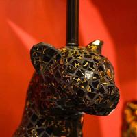 China Fiberglass Sculptural Lighting Luxury Interior Decoration Black Leopard Floor Lamp for sale