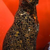 China Fiberglass Sculptural Lighting Luxury Interior Decoration Black Leopard Floor Lamp for sale