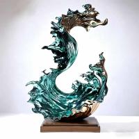 China Cast Stainless Steel Sculptures Luxury Interiors 1300mm  Ocean Wave Sculpture for sale