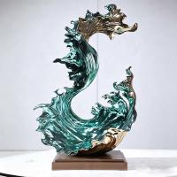 China Cast Stainless Steel Sculptures Luxury Interiors 1300mm  Ocean Wave Sculpture for sale