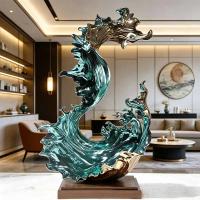 China Cast Stainless Steel Sculptures Luxury Interiors 1300mm  Ocean Wave Sculpture for sale