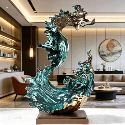 China Cast Stainless Steel Sculptures Luxury Interiors 1300mm  Ocean Wave Sculpture for sale