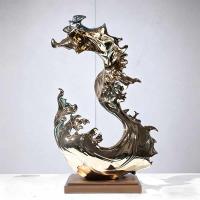 China Cast Stainless Steel Sculptures Luxury Interiors 1300mm  Ocean Wave Sculpture for sale
