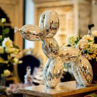 China Hand cut Handmade statue Mirror Mosaic Balloon Dog Sculpture Decor for sale