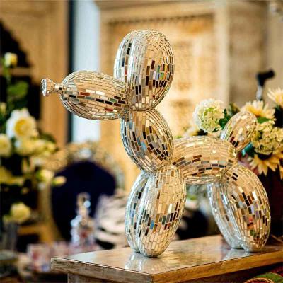 China Hand cut Handmade statue Mirror Mosaic Balloon Dog Sculpture Decor for sale