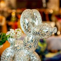 China Hand cut Handmade statue Mirror Mosaic Balloon Dog Sculpture Decor for sale
