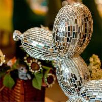 China Hand cut Handmade statue Mirror Mosaic Balloon Dog Sculpture Decor for sale