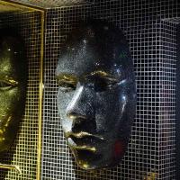 China 102cm Handmade Mosaic Art Resin Face Wall Sculpture Art For Luxury Interior Decor for sale