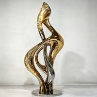 China Custom Stainless Steel Sculptures Modern Abstract Hollow Floor Lamp Sculpture for sale